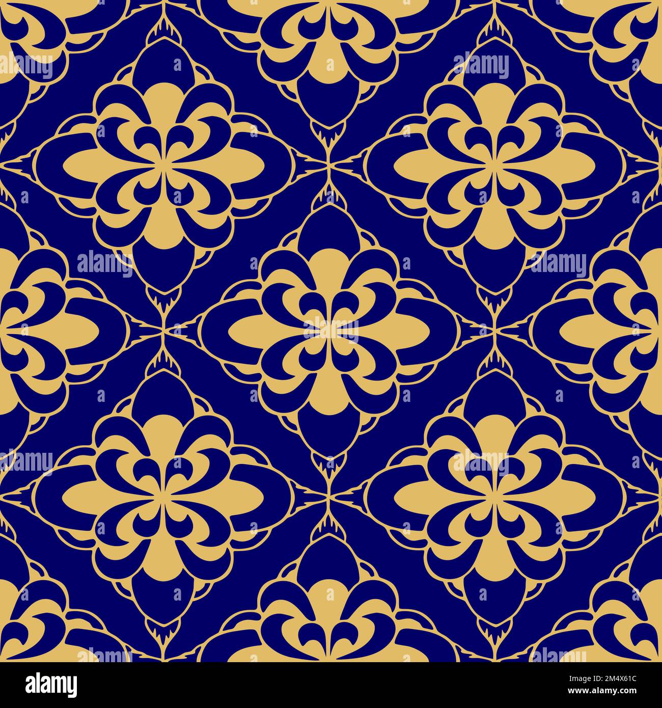Seamless Symmetrical Pattern Of Golden Abstract Geometric Shapes On A