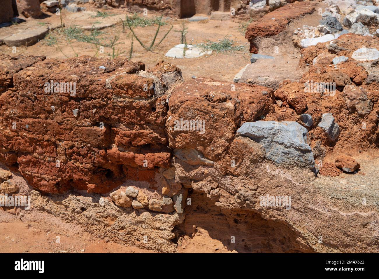 Ancient archaeological site in Crete with stone ruins. High quality ...