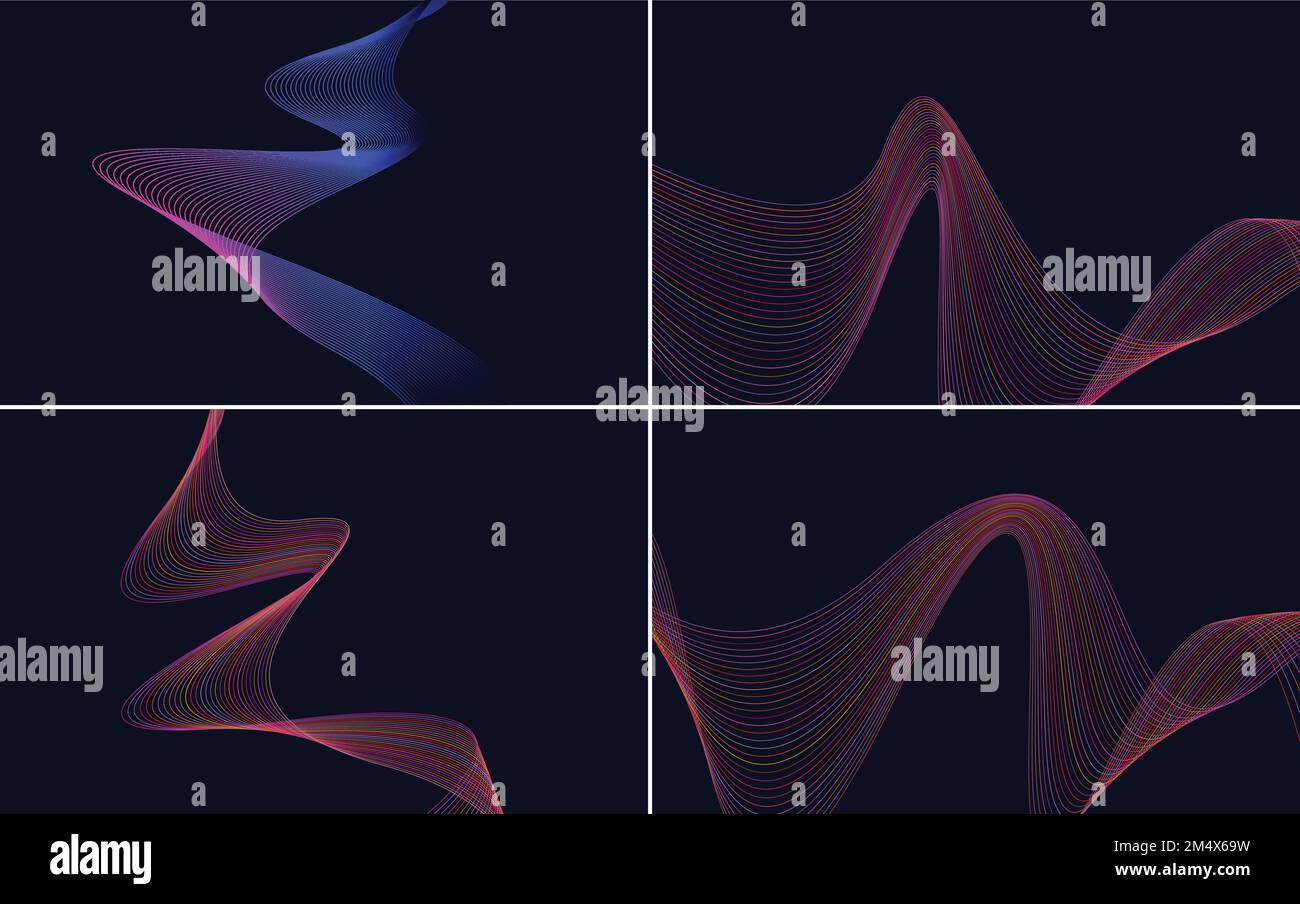 Set of 4 vector line backgrounds to elevate your designs to the next ...