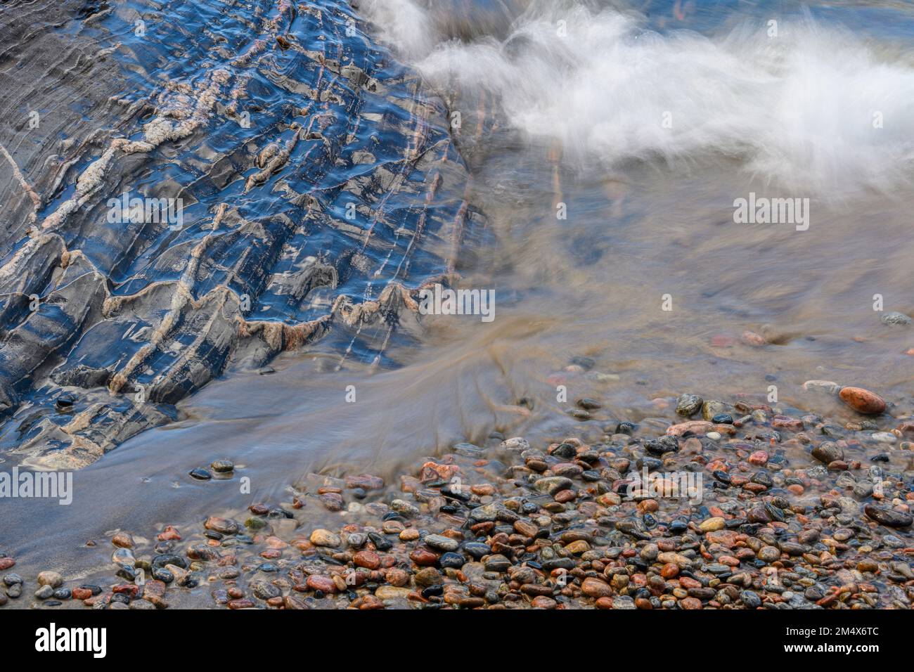 Lake Superior shoreline rocks and wave action, Lake Superior Provincial ...