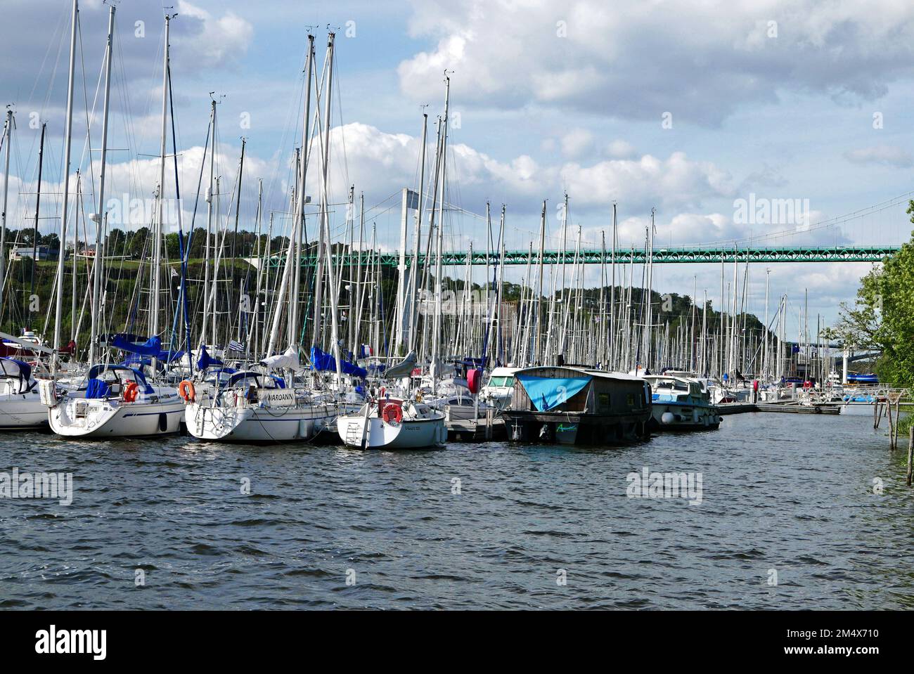 La Ferte-Bernard, le port neuf and new bridge, Morbihan, Bretagne ...