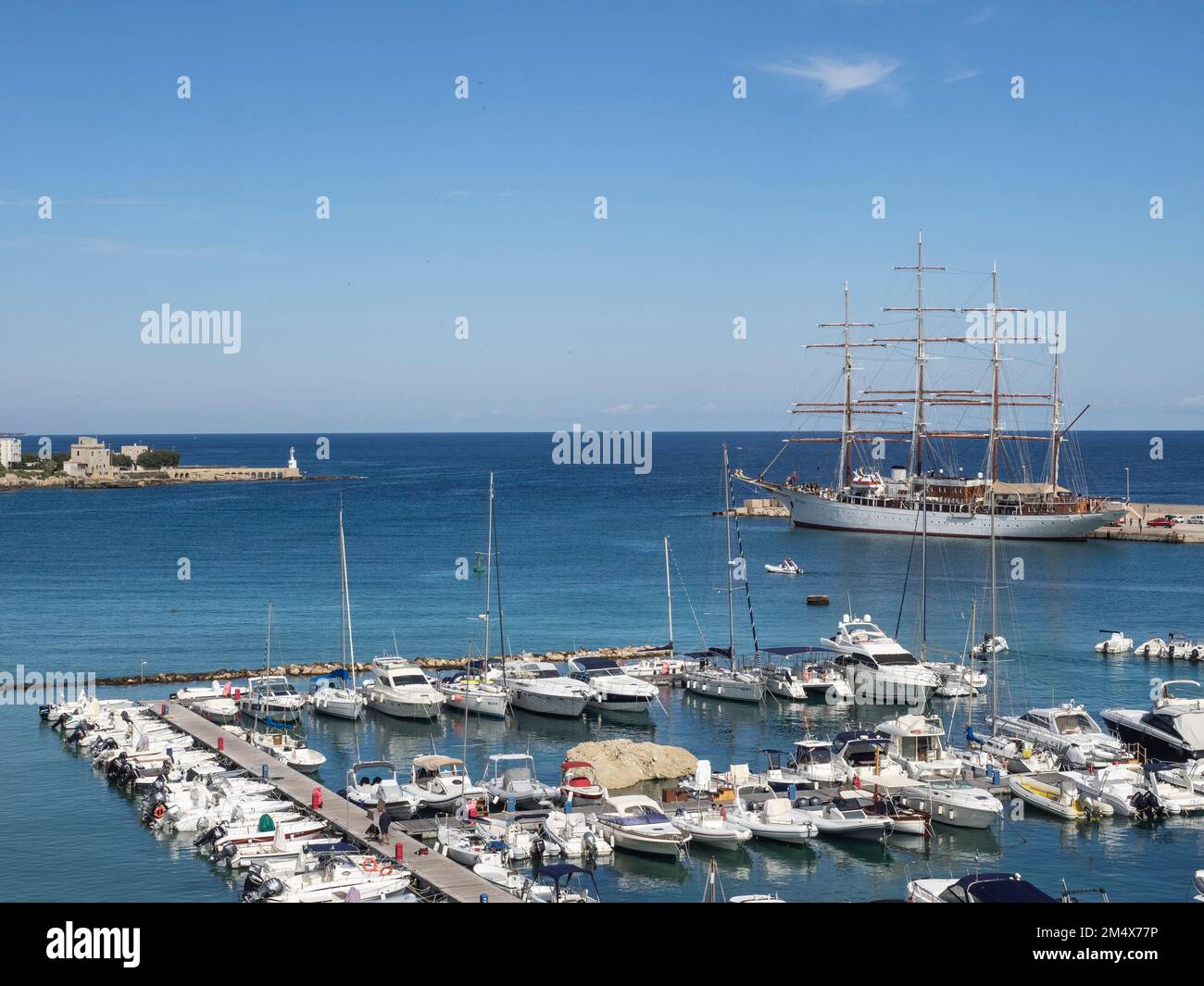 Old sailing ship in the Marina, Adriatic Sea, Otranto, Apulia, Puglia ...