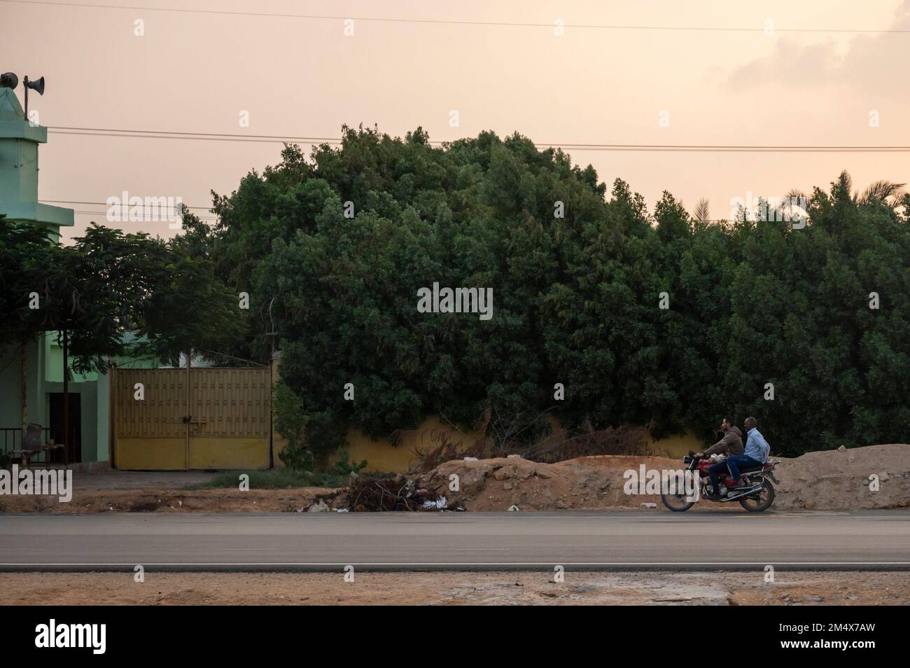 Egypt. 13th Nov, 2022. A motorcycle rides on a road between Cairo and ...