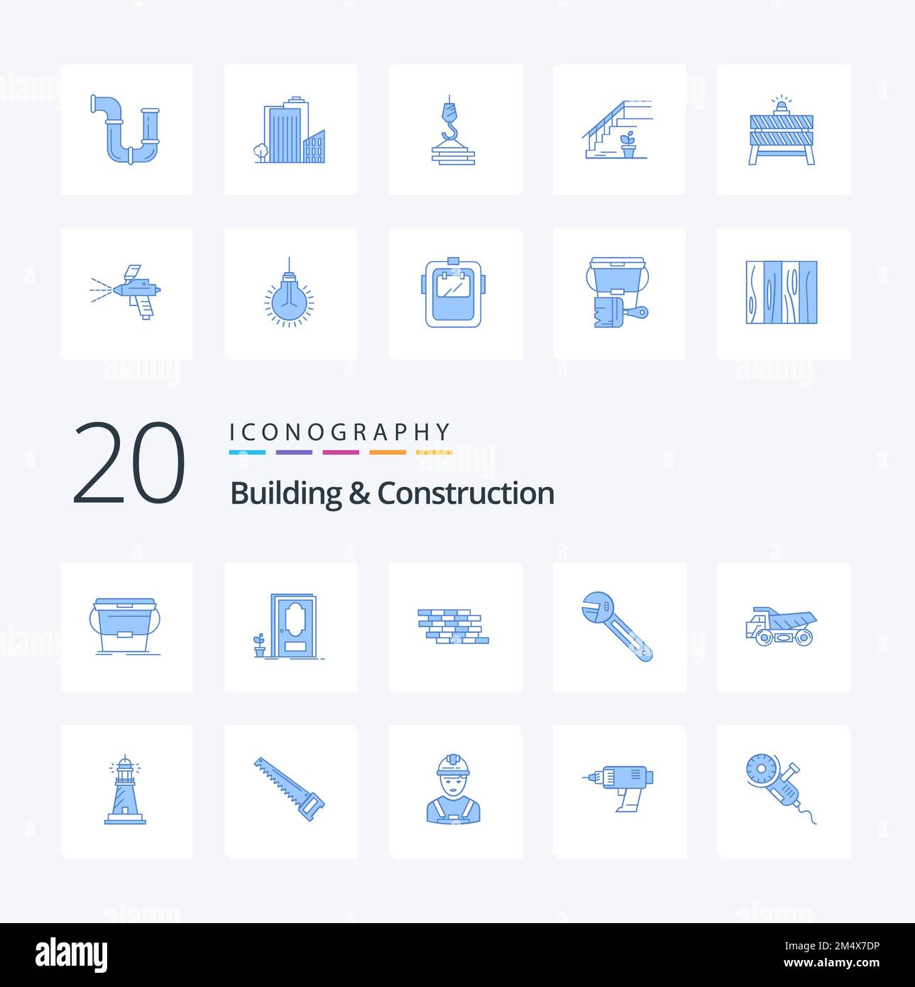 20 Building And Construction Blue Color icon Pack like tool tool ...