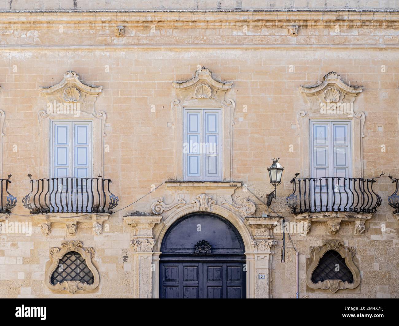 Blue shutters and door, Old Palace, Lecce, Puglia, Italy Stock Photo ...