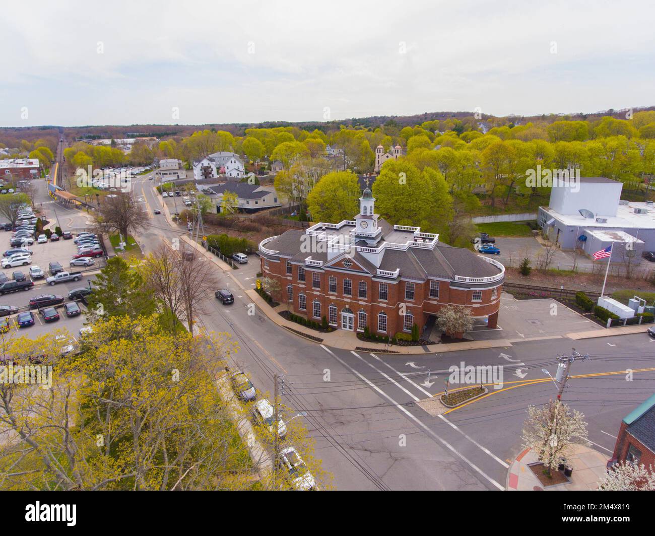 Train Station aerial view on Depot Square at Market Street in spring at ...