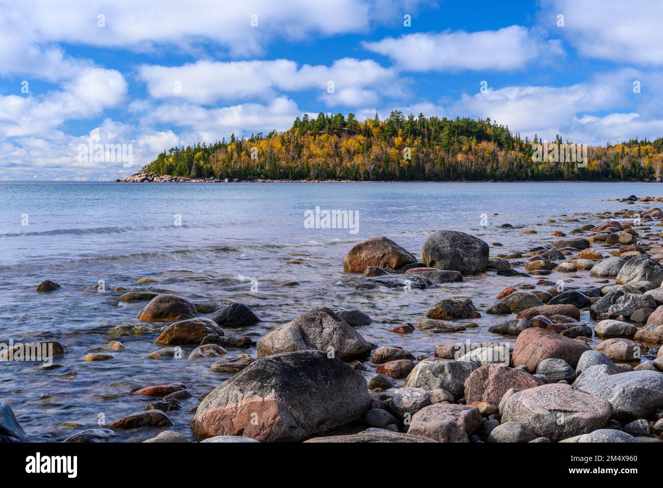 Wave-polished rocks, the Lake Superior shoreline, Lake Superior ...