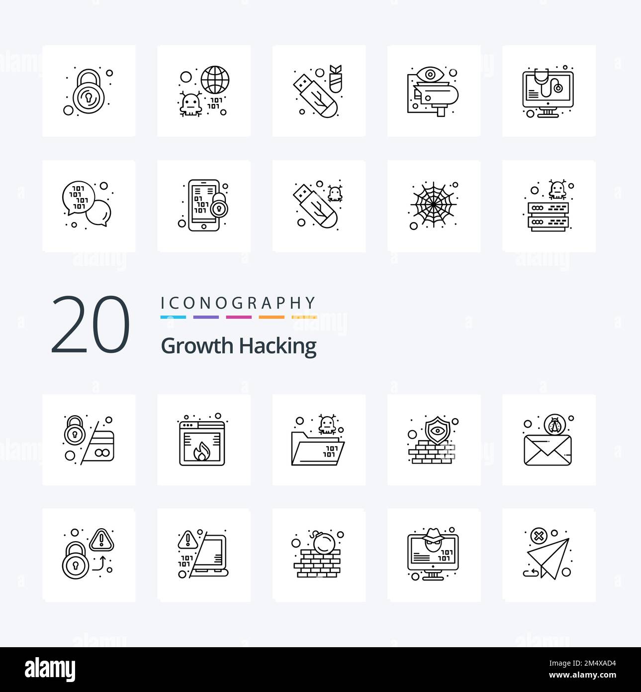 20 Hacking Line icon Pack like shield firewall loss antivirus folder ...