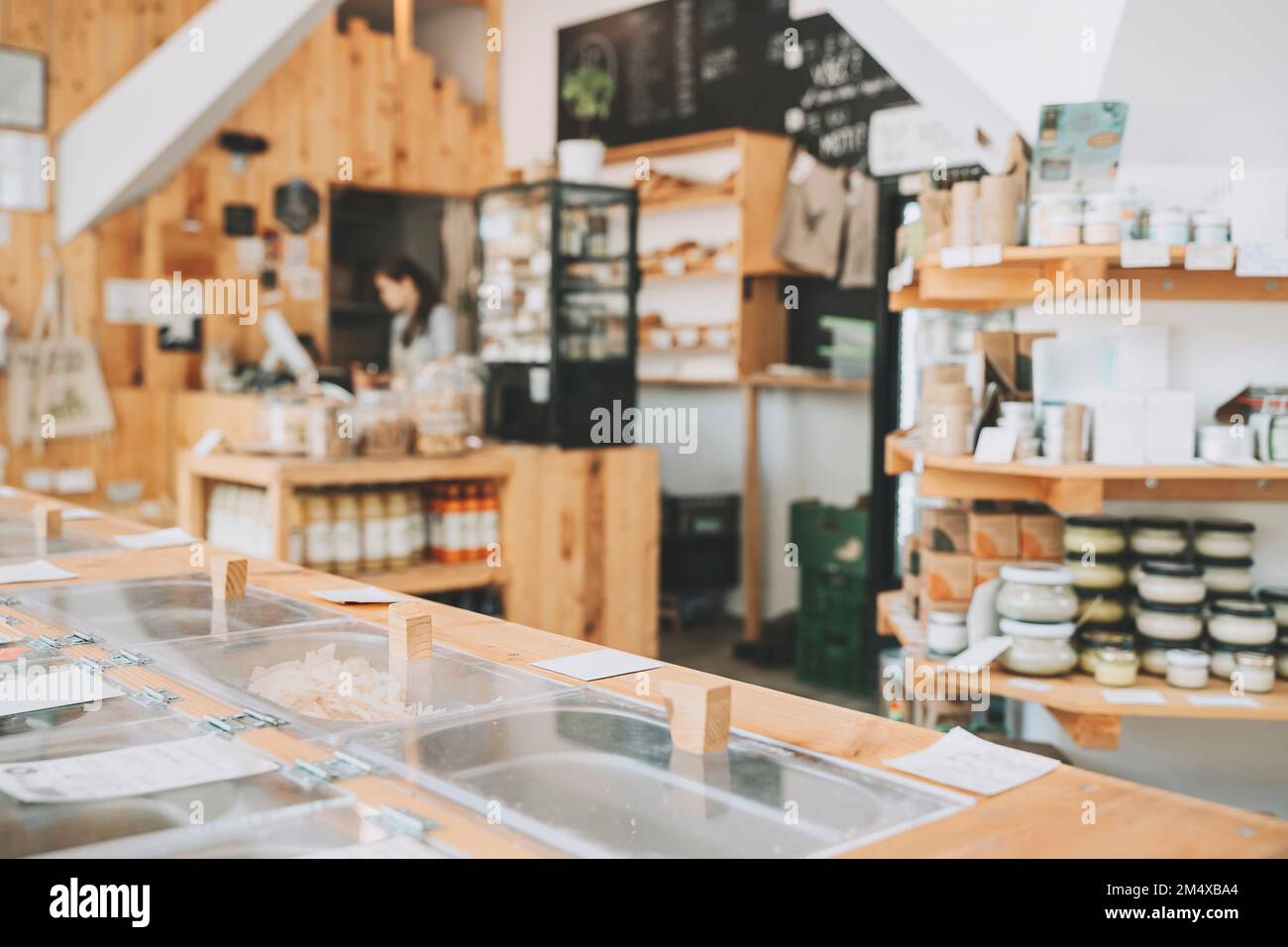 Interior of store with food counter Stock Photo - Alamy