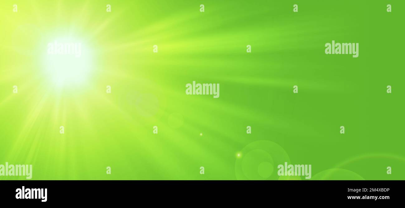 Natural green background with summer sun and lens flare.Sunlight on ...