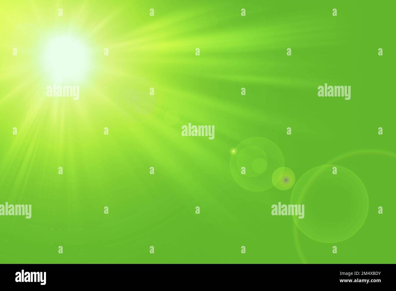 Natural green background with summer sun and lens flare.Sunlight on ...