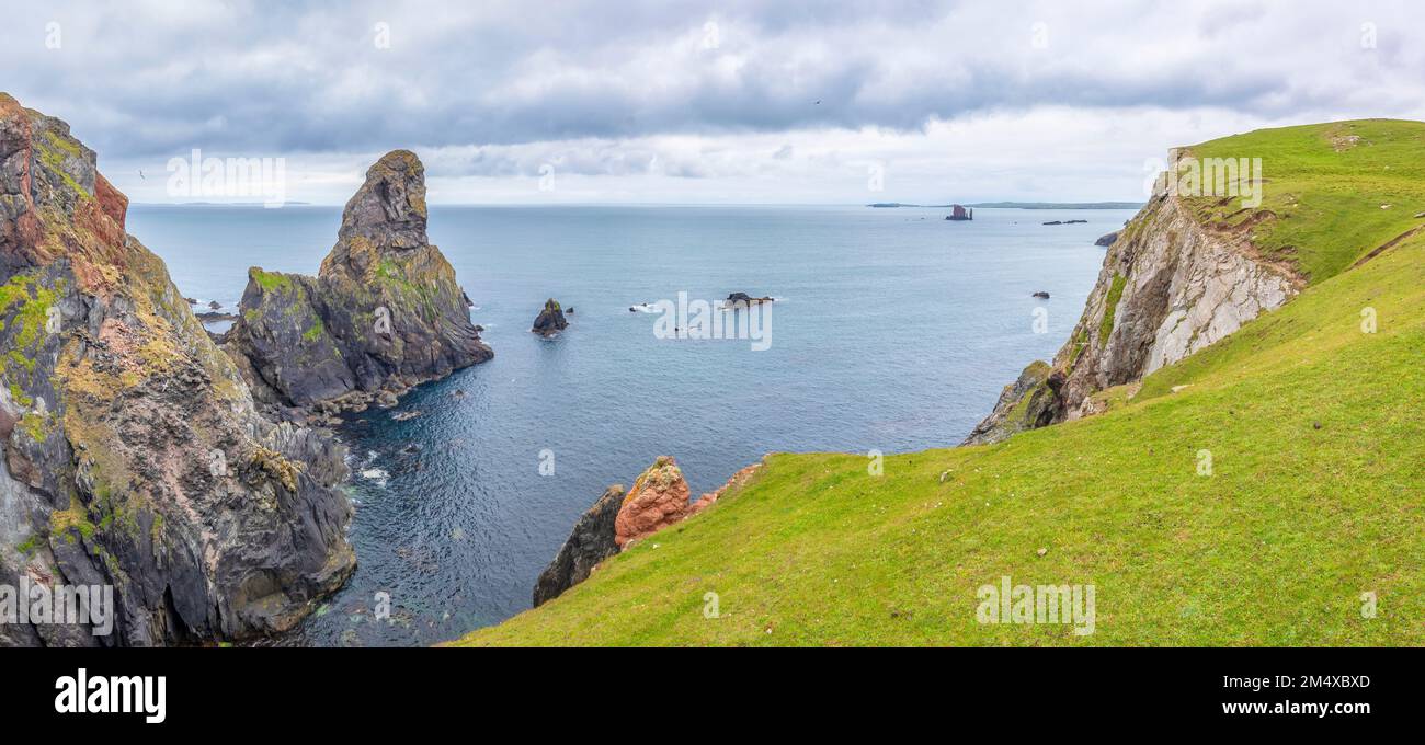 UK, Scotland, Sea stacks seen from Hillswick Ness Stock Photo - Alamy