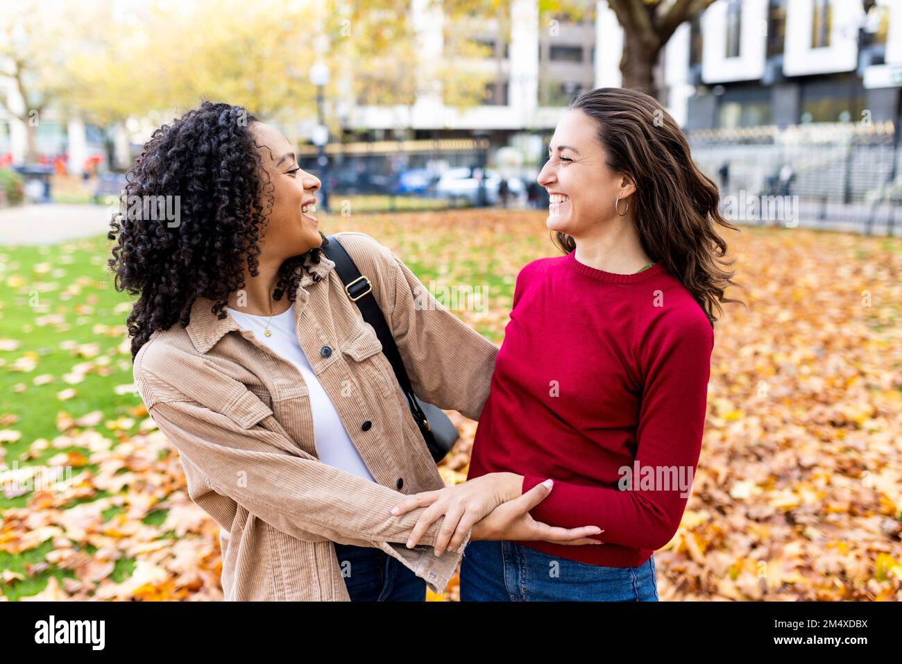 Happy multiracial women having fun at park Stock Photo - Alamy