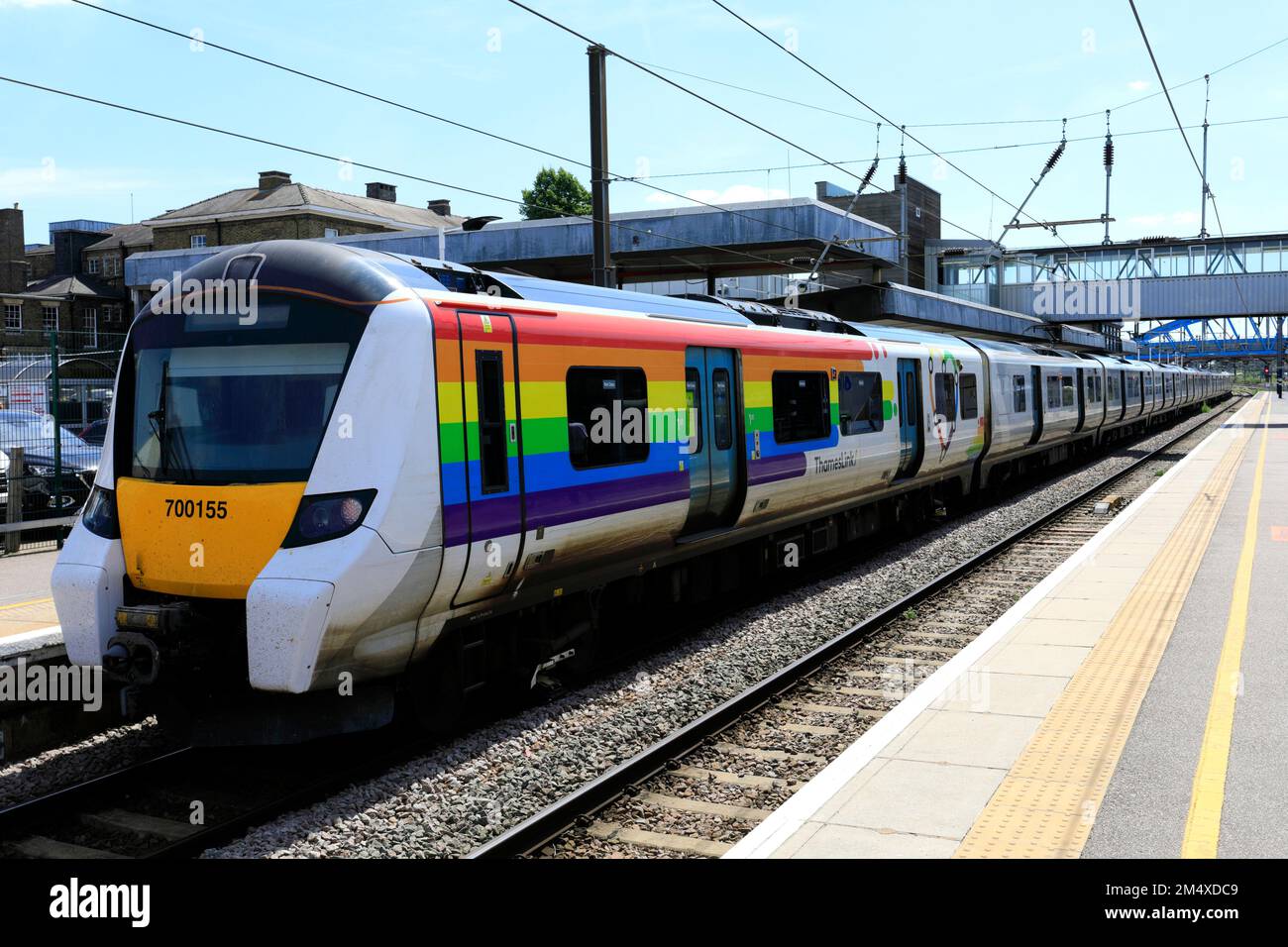 Thameslink 700155 train at Peterborough station, East Coast Main Line ...