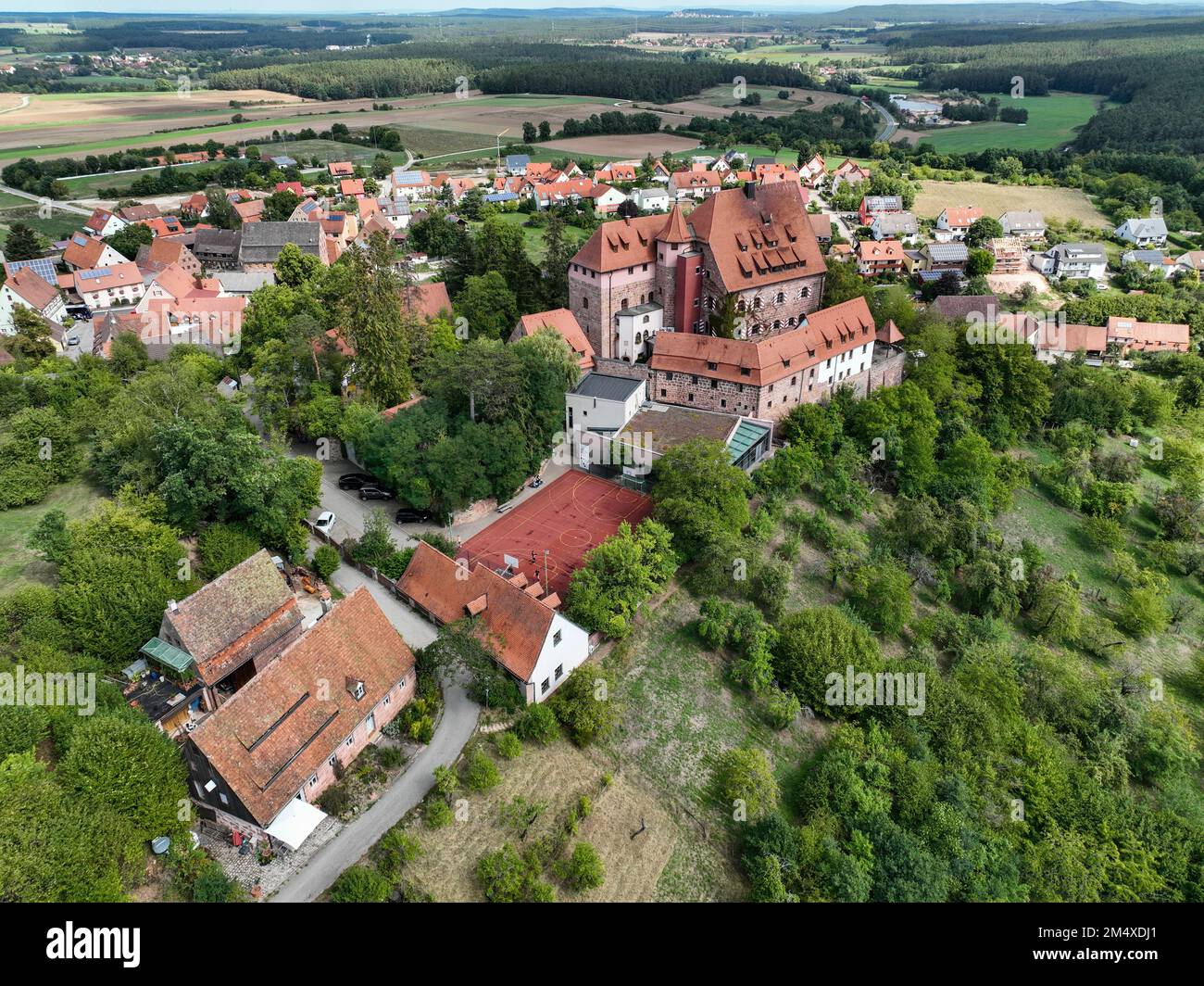 Aerial view wernfels castle surrounding town hi-res stock photography ...