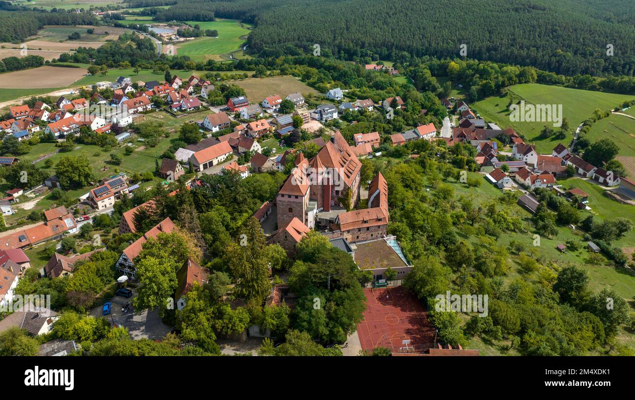 Aerial view wernfels castle surrounding town hi-res stock photography ...