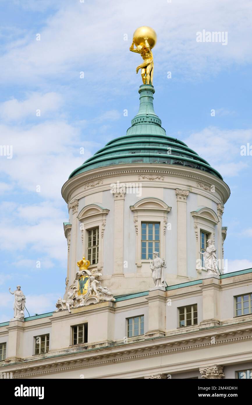 Germany, Brandenburg, Potsdam, Dome of historic town hall with Atlas ...