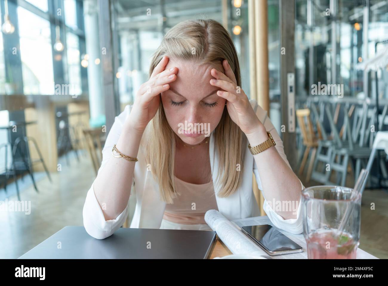 Stressed person table hi-res stock photography and images - Alamy