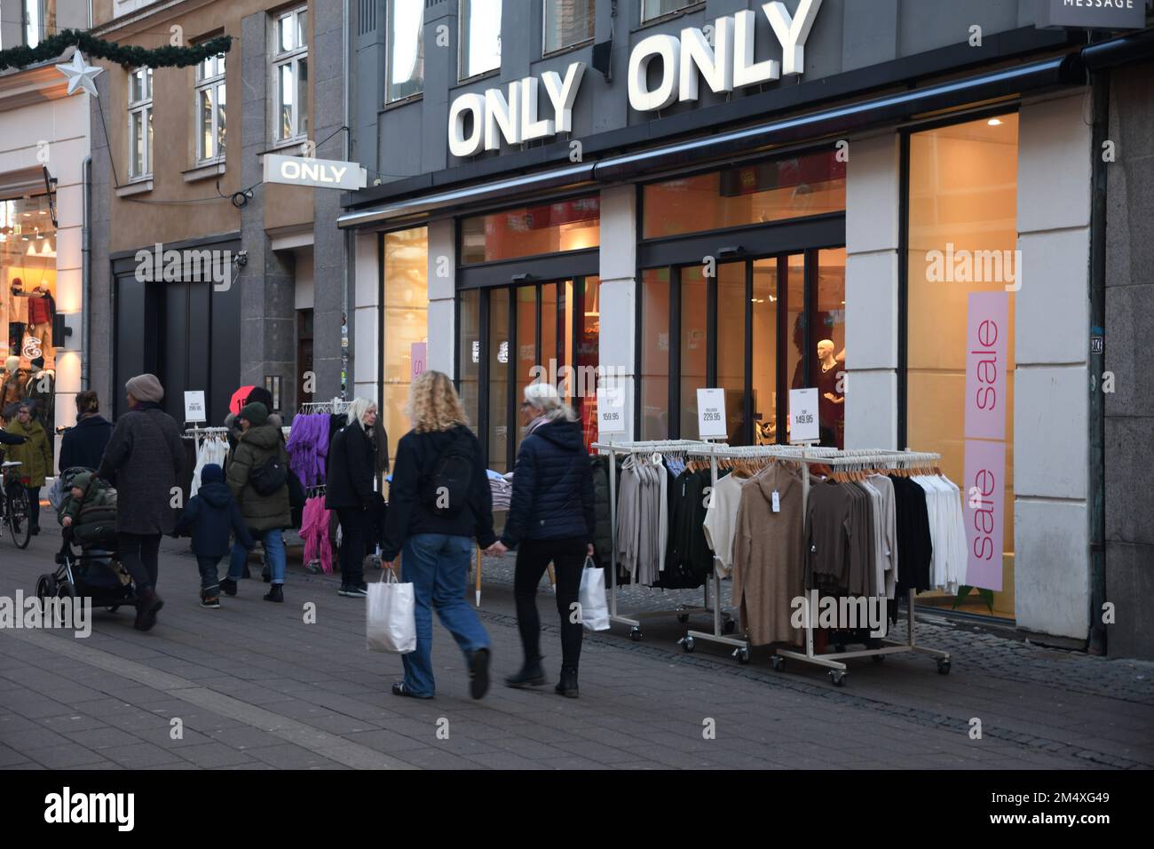 Copenhagen/Denmark/23 December 2022/People pass by Only shop on ...