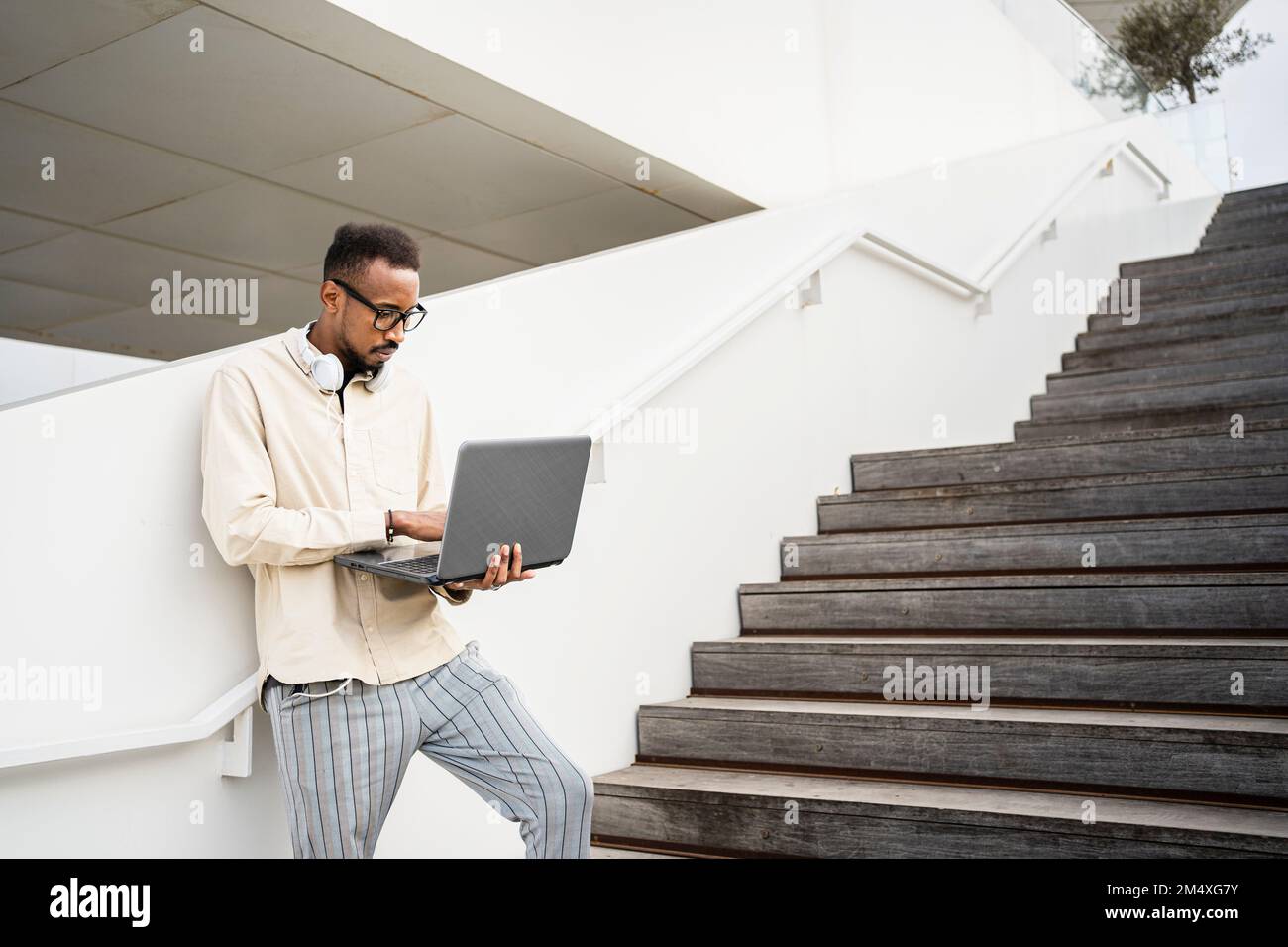African american freelancer using horizontal hi-res stock photography ...