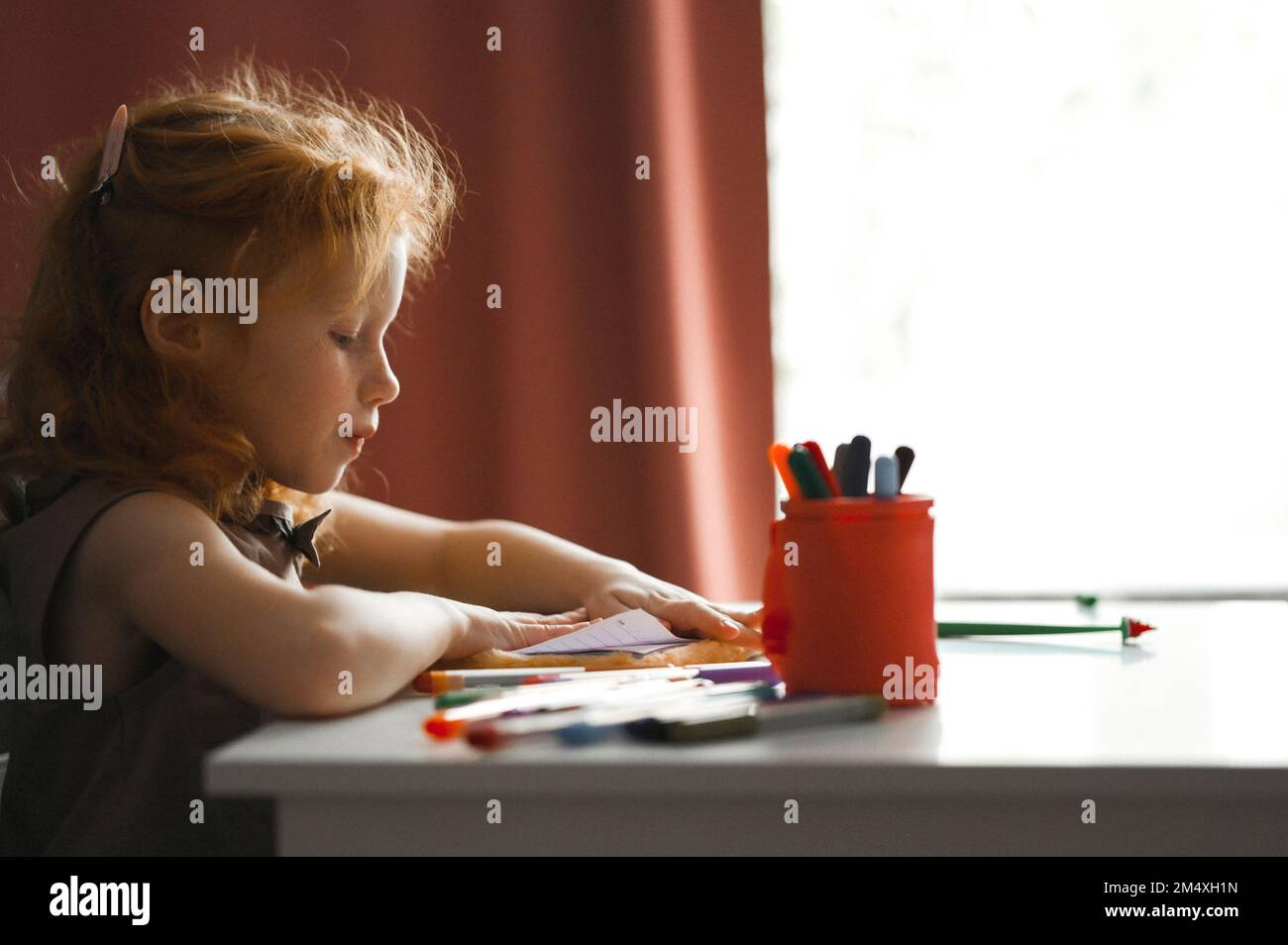 Child desk drawing hi-res stock photography and images - Alamy
