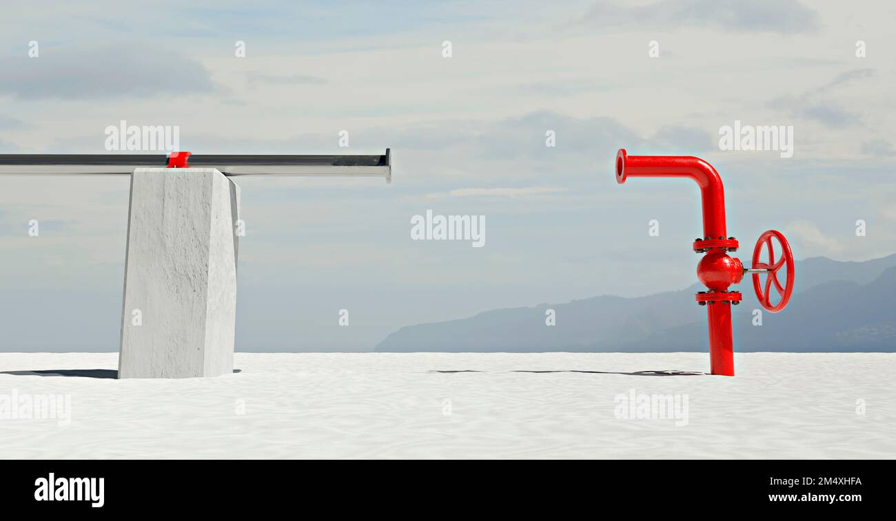 Three dimensional render of disconnected gas pipeline Stock Photo - Alamy