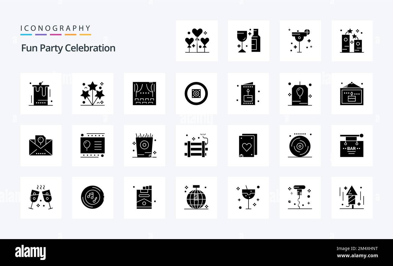 25 Party Solid Glyph icon pack Stock Vector Image & Art - Alamy