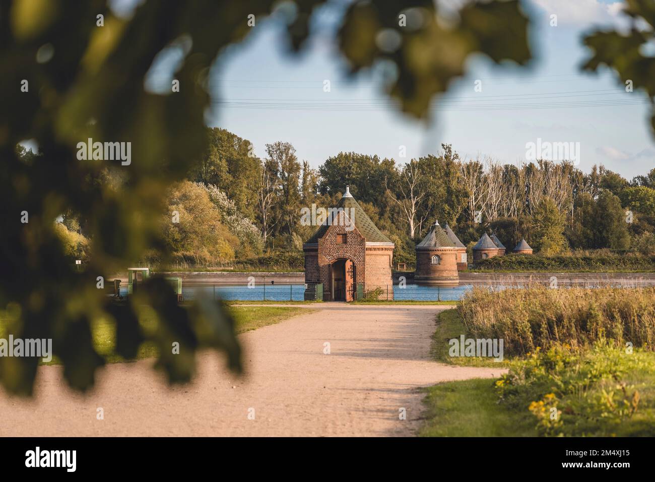 Germany, Hamburg, Historic filter houses on Kaltehofe island Stock ...