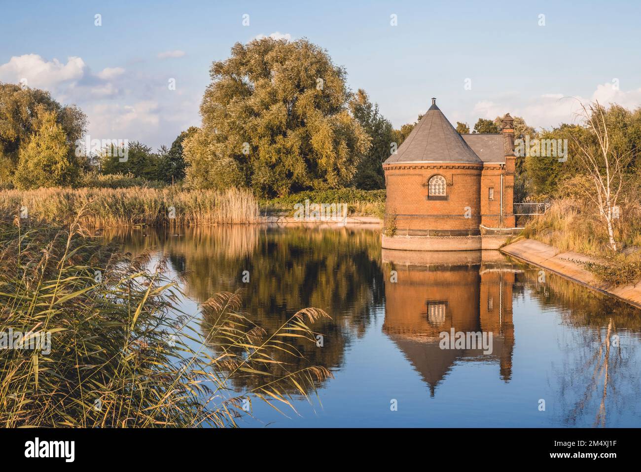 Germany, Hamburg, Historic filter house on Kaltehofe island Stock Photo ...
