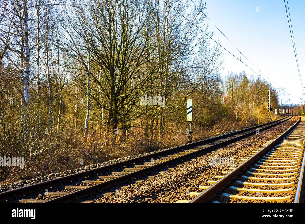 Train tracks through nature to infinity in Loxstedt Cuxhaven Lower ...