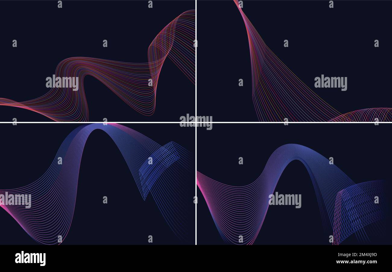 Set of 4 geometric wave pattern backgrounds for a modern look Stock ...