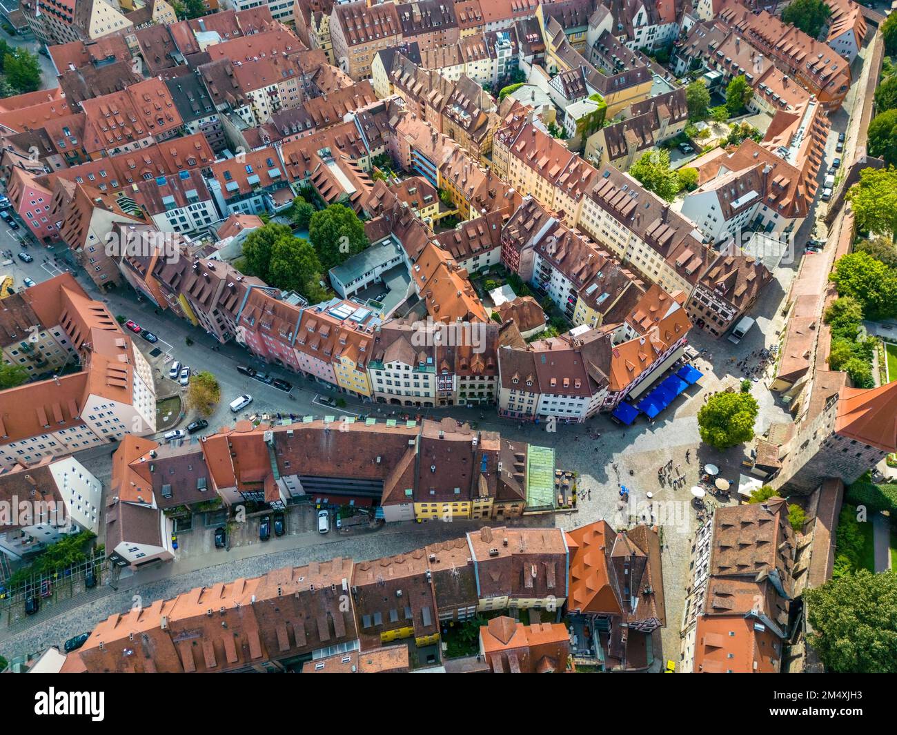 Germany, Bavaria, Nuremberg, Aerial view of medieval townhouses Stock ...