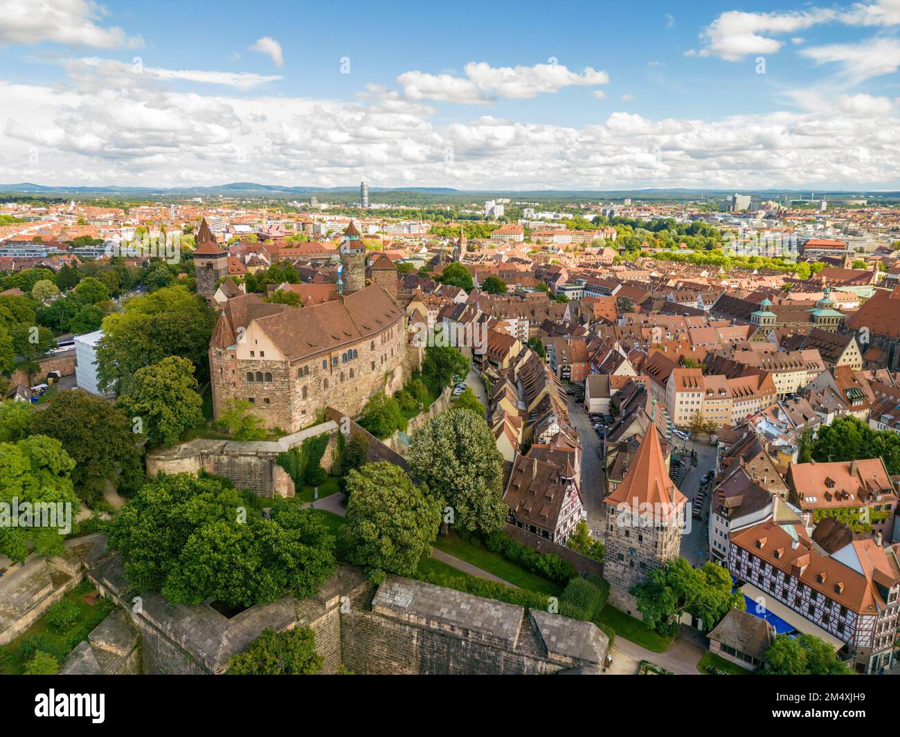 Aerial view nuremberg castle surrounding old town hi-res stock ...