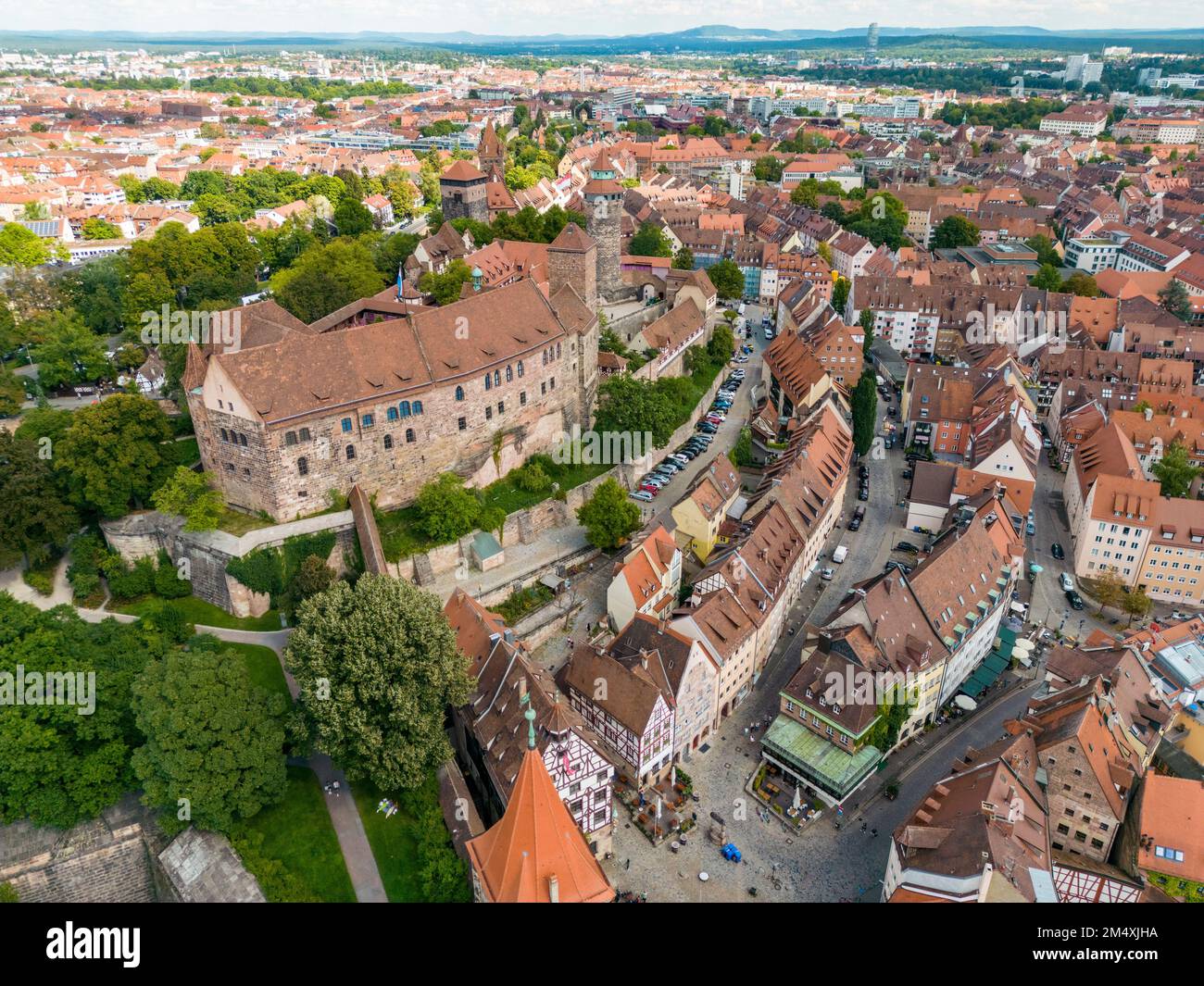 Aerial view nuremberg castle surrounding old town hi-res stock ...