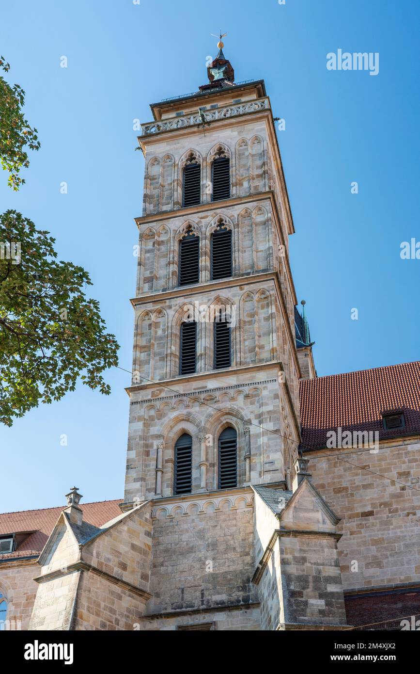 Germany, Baden-Wurttemberg, Esslingen, Bell tower of St. Dionys church ...
