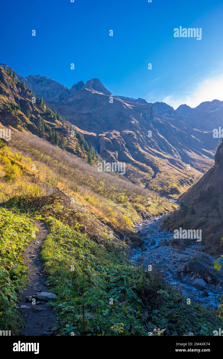 Germany, Bavaria, Stream flowing through Bacher Loch valley in Allgau ...