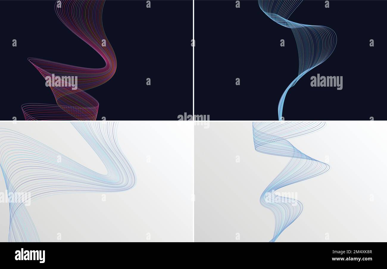 Set of 4 vector backgrounds featuring geometric wave patterns Stock ...