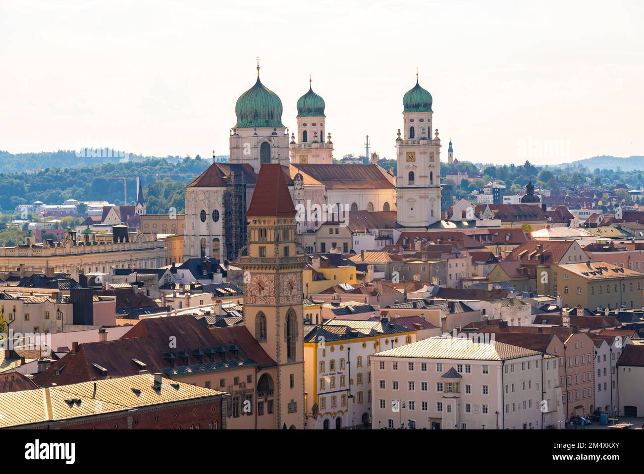 Germany, Bavaria, Passau, St. Stephens Cathedral and surrounding ...