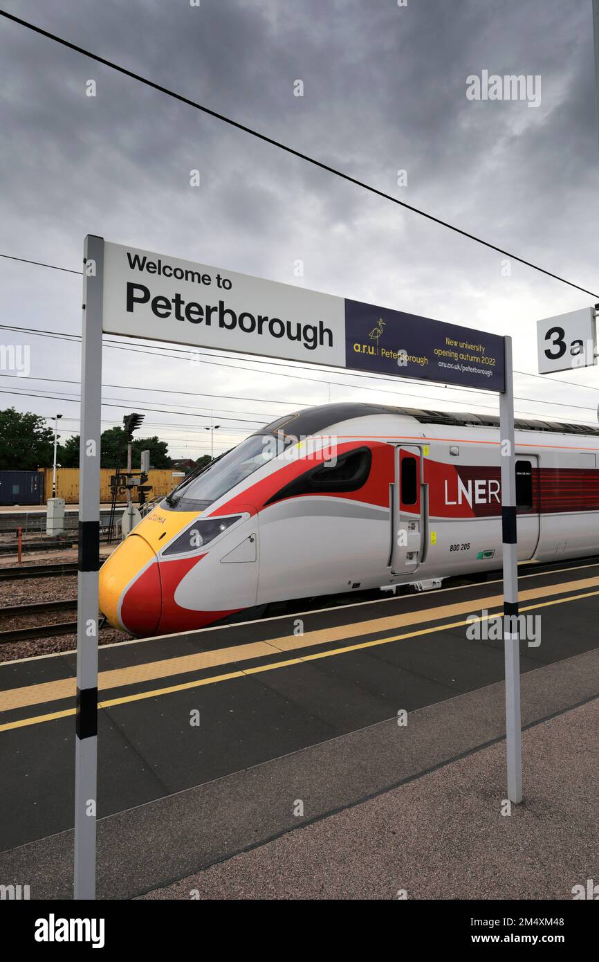 LNER Azuma at Peterborough railway station, East Coast Main Line ...
