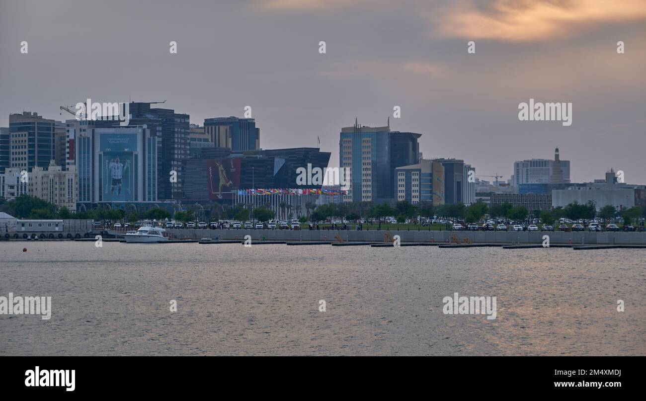 Doha skyline form Box Park, located at the old Doha Port, is a leisure ...