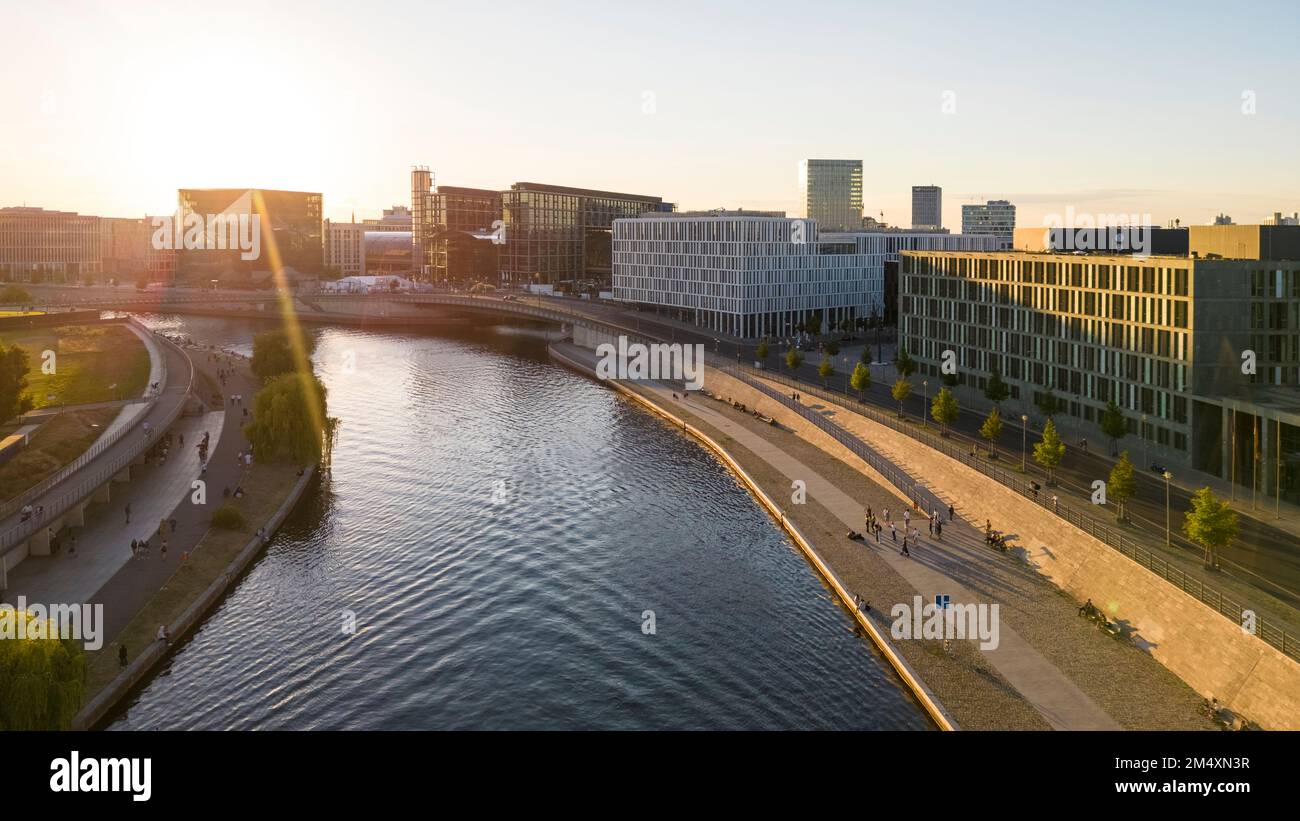 Germany, Berlin, Elevated view of Spree river flowing through city at ...