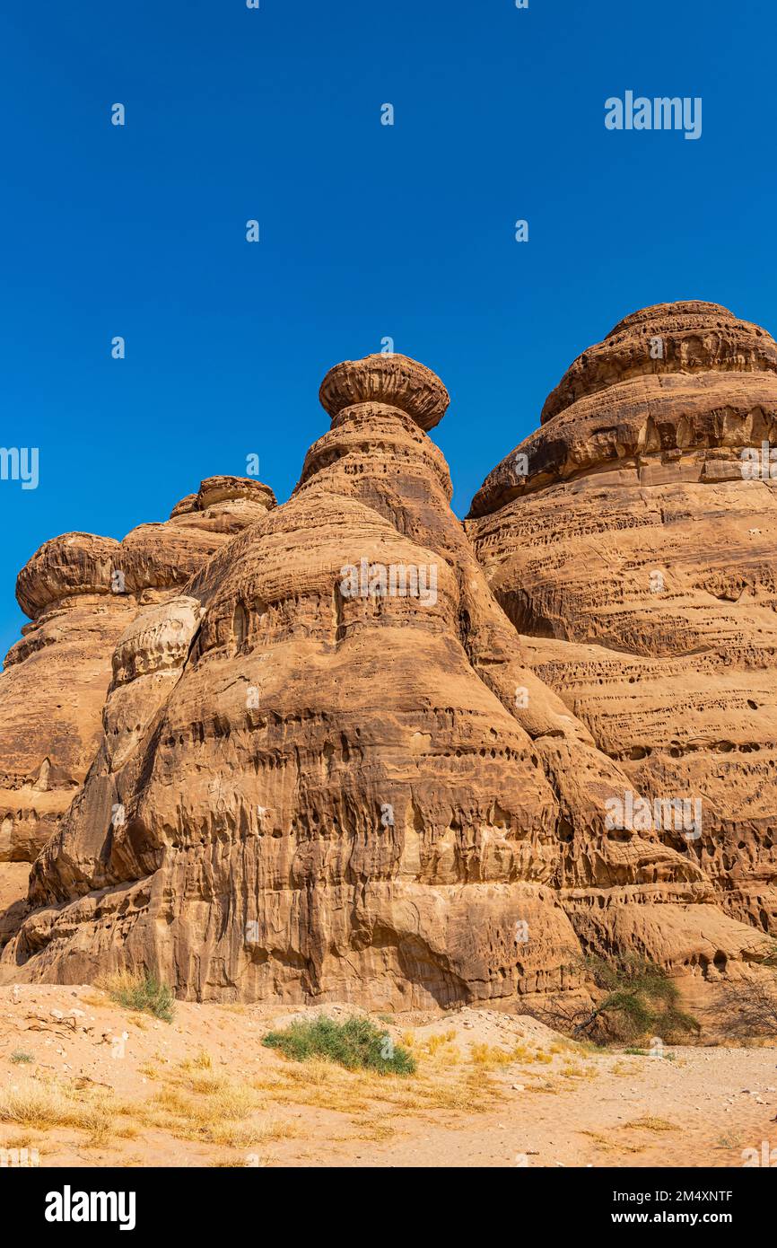 Saudi Arabia, Medina Province, Al Ula, View of eroded rock formation ...