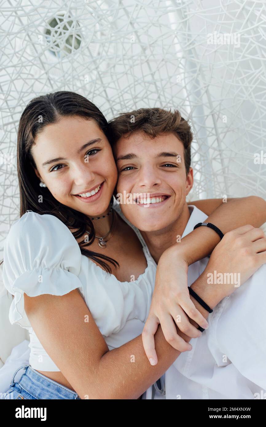 Brother sister happy smiling hi-res stock photography and images - Alamy