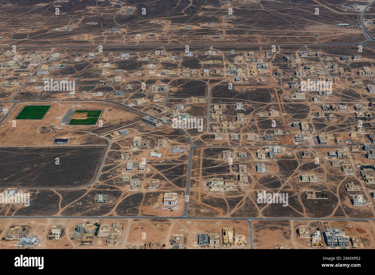 Oman, Dhofar Governorate, Salalah, Aerial view of desert city Stock ...