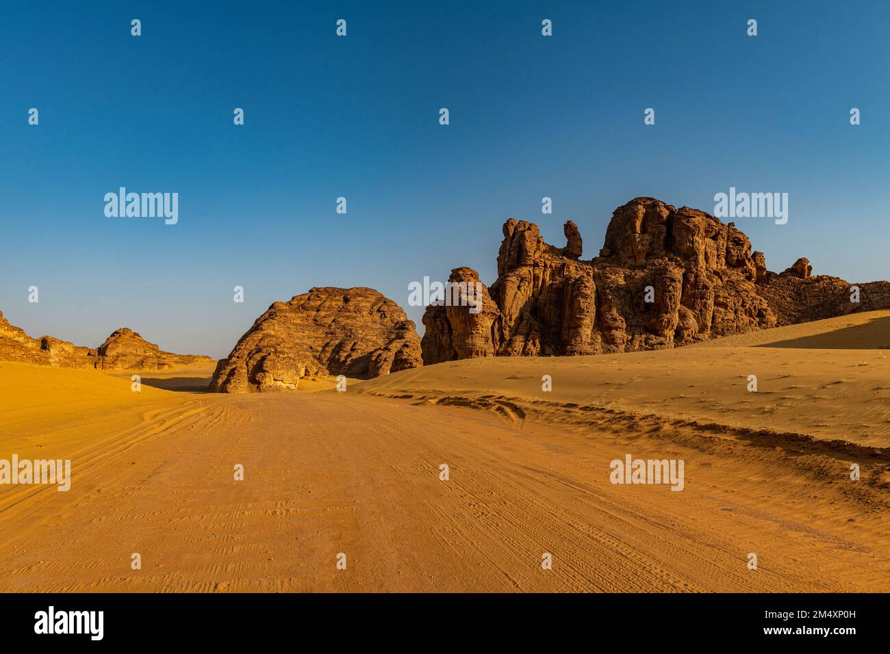 Saudi Arabia, Medina Province, Al Ula, View of sandstone rock ...