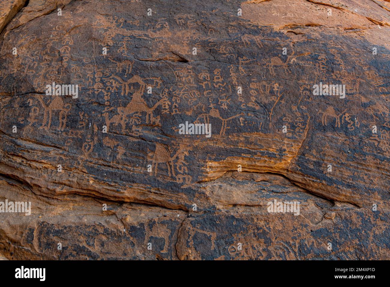 Saudi Arabia, Hail Province, Jubbah, Ancient petroglyphs of Jebel Umm ...
