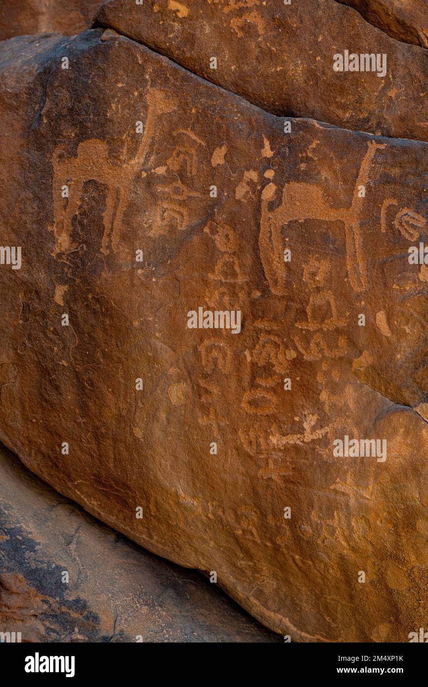 Saudi Arabia, Hail Province, Jubbah, Ancient petroglyphs of Jebel Umm ...