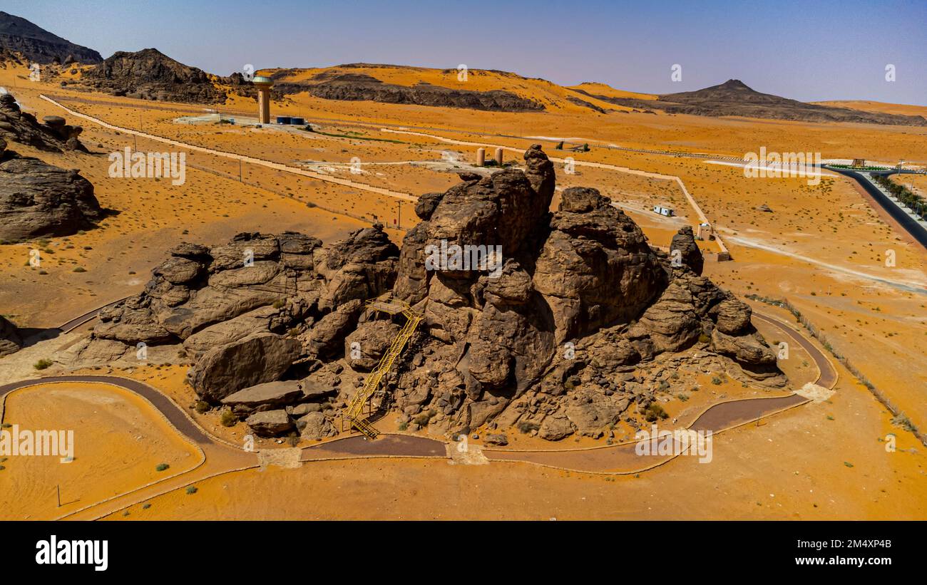 Aerial view sandstone outcrops jebel umm sanman hi-res stock ...