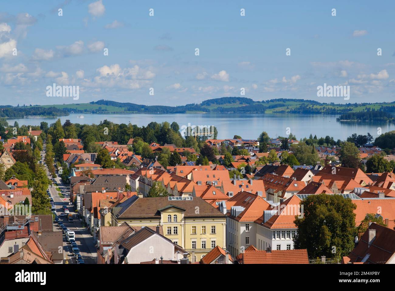 Residential buildings forggensee lake background hi-res stock ...