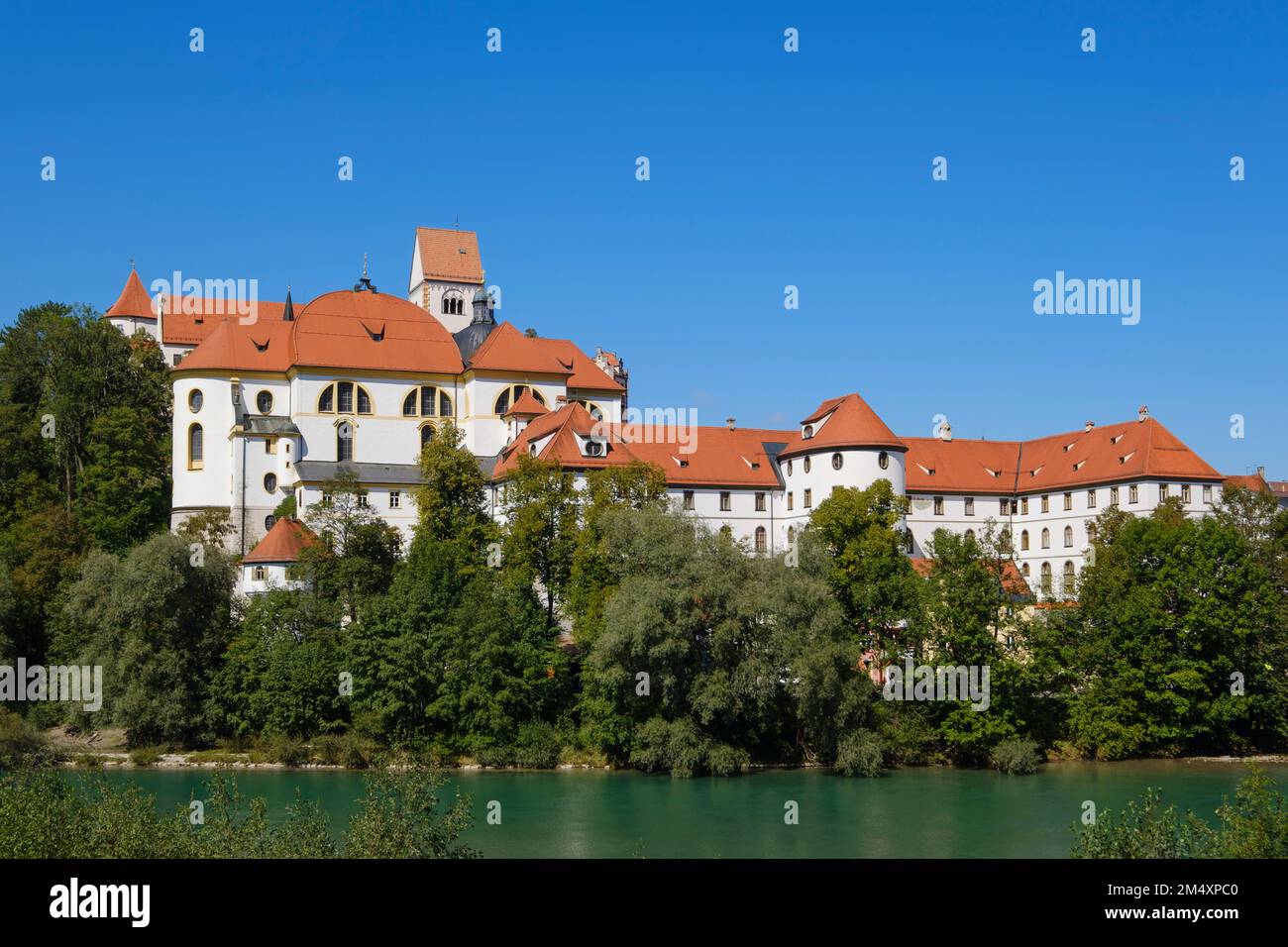 Fussen castle st mangs abbey bank lech river foreground hi-res stock ...